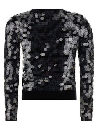 Max Mara Sequin-Embellished Wool Cardigan - Black