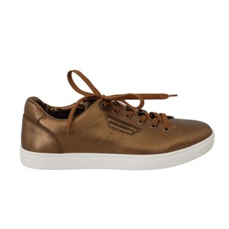 Dolce & Gabbana Goldene Leder Herren Freizeitsneakers - - Shoes - Herren - Braun - 39 EU