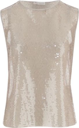 Niccol&ograve; Pasqualetti Niccol&ograve; Pasqualetti, Femme, Tops, Beige, Taille: 36 FR D&eacute;bardeur &agrave; sequins