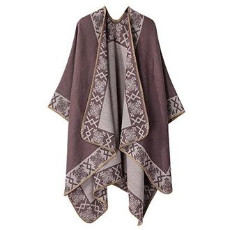 Generic Poncho Femme Hiver Chaud Chale Femme Hiver Chaud Cape Femme Effet enveloppant Cape Imprim&eacute;e Tendance Double &Eacute;paisseur Confort Saison Froide