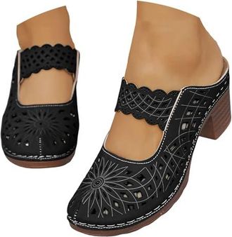 Generic Sandales &agrave; talon &eacute;pais &agrave; bout ferm&eacute; pour femme 2026, mules &agrave; enfiler &agrave; talons blocs respirantes et ajour&eacute;es avec soutien de la vo&ucirc;te plantaire, confor