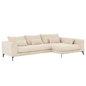 Studio Copenhagen home24 Ecksofa Beige Cordstoff Lola 313 x 85 x 172cm Longchair davorstehend rechts Modern