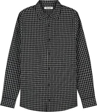 Olaf Hussein Homme, Chemises, Noir, Taille: S Checked Seersucker LS Shirt