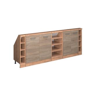 Vicco K&uuml;chenschrank f&uuml;r Dachschr&auml;gen R-Line, Sonoma/Goldkraft Eiche, 215 cm 5er Set