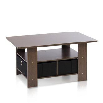 Furinno Table Basse avec Bacs, Bois, Brun, ensemble de 1, Marron Foncé/Noir, Set Of 1, Andrey