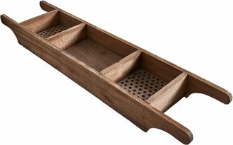 Loberon Badewannenablage Einid, mit DREI F&auml;chern, nat&uuml;rlich, robust & nachhaltig, Badewannentablett, Badzubeh&ouml;r, Bad-Accessoire, Salbaumholz, braun