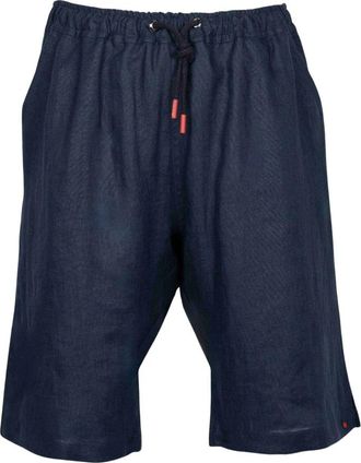 Kiton Homme, Shorts, Bleu, Taille: 2XL Short en Lin &agrave; Cordon de Serrage