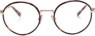 Miu Miu Eyewear Runde Brille in Schildpattoptik - Braun