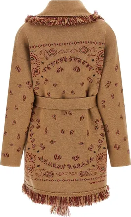 Alanui Cashmere Double Jacquard Cardigan - Camel