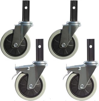 Generic Küchenwagen (4 Zoll Gummi-Möbelrolle mit Vierkantrohrhalterung, Langer Griff, 23 × 65 mm, 4er-Set, geräuschlos, Tragkraft 400 kg, für Küchentische, Tr