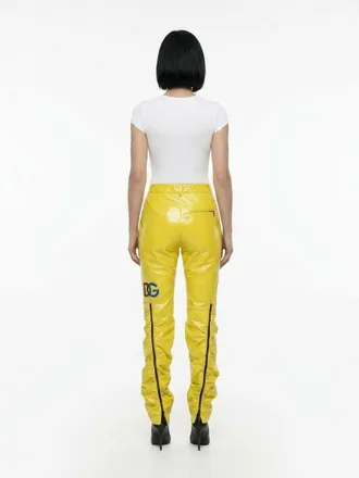 Dolce & Gabbana Womens Yellow Polyester Casual Pants