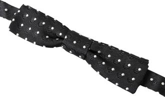 Dolce & Gabbana Black Polka Dot Silk Adjustable Men Neck Papillon Bow Tie
