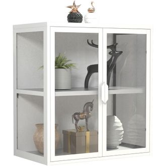 ebuy24 Ebuy24 - Vitrine murale Flokas h. 65 x l. 60 x p. 35 cm Blanc