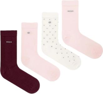 HUGO BOSS Femme, Sous-v&ecirc;tements, Multicolore, Taille: ONE Size Calzini Altezza Regolare Dettagli Logo 4P RS GiftShine