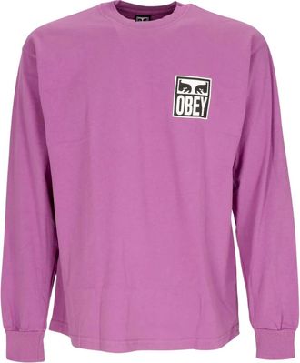 Obey Homme, Tops, Violet, Taille: XL T-shirt Manches Longues Classique Lourd Ic&ocirc;ne Yeux 2 Personnalisable
