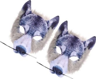 Valiclud 2 Stück Flauschige Wolf Maske Teiliges Halloween Party Halbgesichtsmaske für Erwachsene Realistisches Tiergesicht Einfache Anwendung Wiederverwendbar 