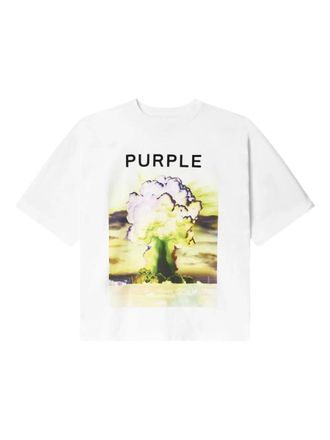 Purple t-shirt en coton à imprimé graphique - Blanc