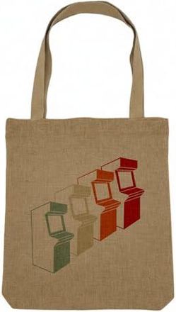 Fabulous Sac Shopping Tote Bag Aspect Lin - Borne Arcade Retro Gaming Jeux Vid&eacute;o - Sac de Courses Toile Epaisse 360g Beige Naturel Cabas Port&eacute; Epaule Solide Im
