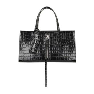 John Richmond Sac rectangulaire &agrave; imprim&eacute; crocodile et zip apparent - Femme - Sacs - Noir - Taille: ONE Size