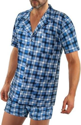 Sesto Senso Pyjama Homme Elégant Carreaux et Manches Courtes Coton Chemise Boutonnée Shorts 2182/10 3XL
