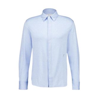 Ferragamo Blaues Stretch-Jersey-Shirt mit Stickerei - - Shirts - Herren - Blau - S