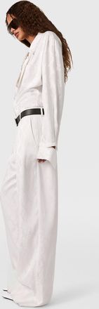 Stella McCartney Snake Print Pleated Straight-Leg Trousers, Woman, Cream, Size: 40