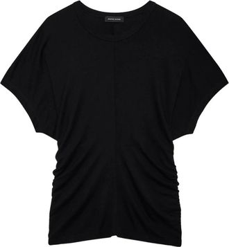 Anine Bing Femme, Tops, Noir, Taille: 36 FR Crew Neck Draped T-Shirt