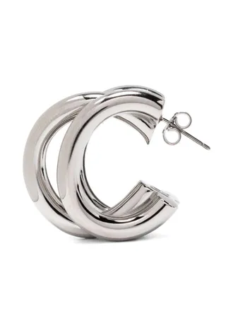 Paco Rabanne Womens Earrings With Half-Circle Silhouette Silver Brass