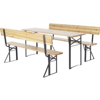 Habitat et Jardin Gartenm&ouml;bel-Set Lisbonne aus Holz mit R&uuml;ckenlehne - 180 cm - Braun