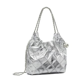 Tory Burch Crinkled Napa Leder Schultertasche - - Bags - Damen - Grau - ONE SIZE