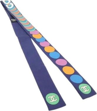 Chanel Pre-owned Silk Hairband - Femme - Pre-owned - Bleu - Taille: ONE Size