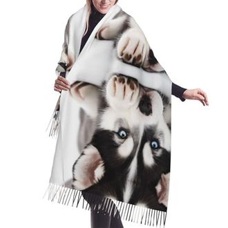 Generic Chien Husky Femme &Eacute;charpe &Eacute;pais Ch&acirc;le Douce Ch&acirc;le Wrap Pour Cadeau Soir&eacute;e Automne Mariage