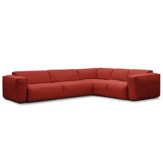Studio Copenhagen home24 Ecksofa mit Rundecke Rot/Karminrot Webstoff Saia 325 x 71 x 260cm Ecke davorstehend rechts Modern