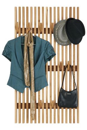 Linea Natura Garderobenpaneel, Eiche, Holz, Eiche, massiv, 66x120x5.5 cm, Aufh&auml;ngem&ouml;glichkeit, Holzm&ouml;bel, Garderoben Holz