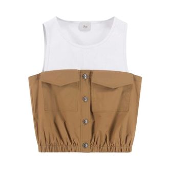 8pm 8Pm, Femme, Tops, Multicolore, Taille: 38 FR Top en coton c&ocirc;tel&eacute; &agrave; col rond