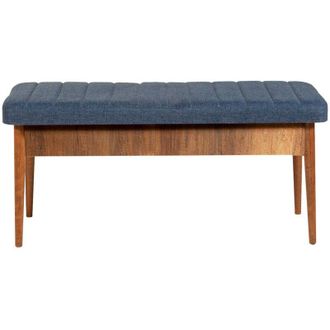 Dmora Bank Barthelemy, Mehrzweckbank, Gastplatz, Balkonbank mit mehreren Positionen, 110x40 h48 cm, Walnuss und Blau - Dmora