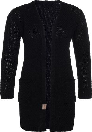 Knit Factory Luna Strickjacke - Mittellange Damen Strickjacken mit Taschen - Cardigan mit Wolle - Grobstrickjacke - Hochwertige Qualit&auml;t - Schwarz - 40/42