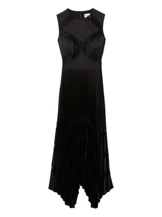 Claudie Pierlot robe mi-longue &agrave; design pliss&eacute; - Noir