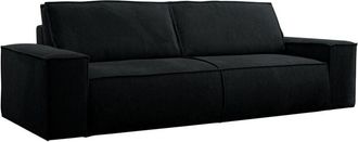 Vente-Unique Vente-unique - Canapé 4 places convertible en velours côtelé noir amelia