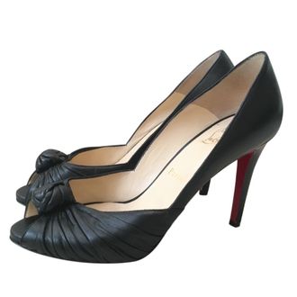 Christian Louboutin Black Knotted Open Toe Pumps Size 38.5