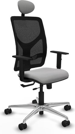 Piqueras y Crespo Computerstuhl mit 1D-Armen, h&ouml;henverstellbare Lendenwirbelst&uuml;tze und festes Kopfteil, ausgestattet mit Syncro/Traslack und Schneideschaum, Schwarz/Hel