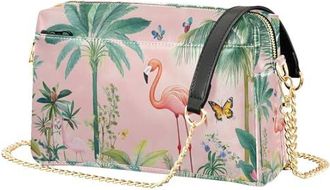 Mnsruu Sacs à bandoulière pour femme, sac à main en cuir motif arbre tropical et oiseau enflammé