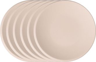 Villeroy & Boch NewMoon Beige Brotteller 6er Set, Beiger Teller mit Halbmond-Tellerrand, Premium-Porzellan