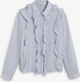 Scalpers Chemise rayée à volants - Bleu-Multicolore