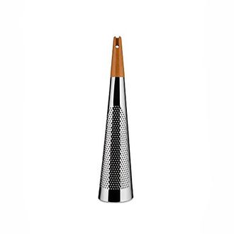 Alessi TODO Riesengroße Reibe für Käse und Muskatnuß aus Edelstahl und Holz, silber, 46cm, RS08