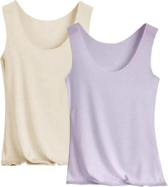 Generic Lot de 2 d&eacute;bardeurs d&eacute;t&eacute; respirants sans coutures pour femme - Sous-v&ecirc;tements basiques sans manches - Grandes tailles - T-shirt fonctionnel pour le yo