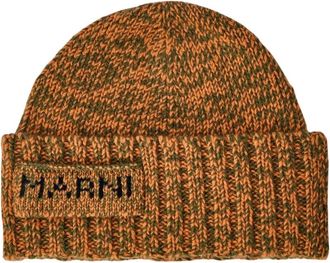 Marni Bonnet en maille avec logo - Homme - Accessoires - Orange - Taille: L