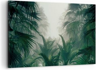 Arttor Bilder auf Leinwand 100x70cm Leinwandbild Dschungel Blätter Palmen Groß Wanddeko Bild Schlafzimmer Küche Deko Wandbilder Dekoration Wohnzimmer Wall De