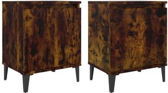 vidaXL Nachtschr&auml;nke mit Metallbeinen R&auml;uchereiche 40x30x50 cm Vidaxl