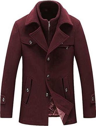 Onsoyours Manteau Homme en Laine Chaud Court Epais Slim Fit Business Hiver Trench-Coat avec Un Col Accessoire Caban Manteau Jacket Duffle-Coats Revers Overcoat 